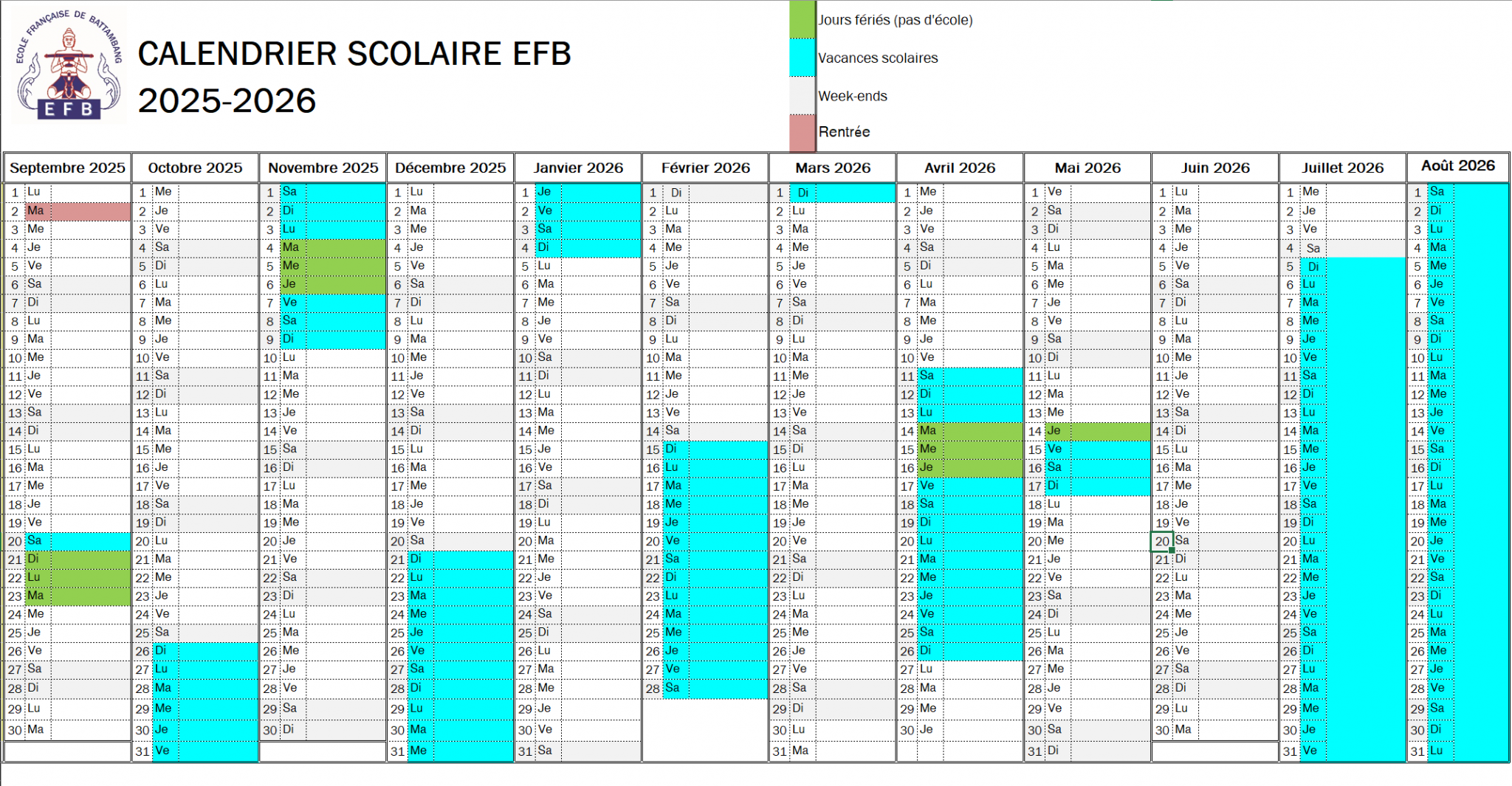 SCHOOL YEAR CALENDAR 2023-2024 – Ecole Francaise de Battambang